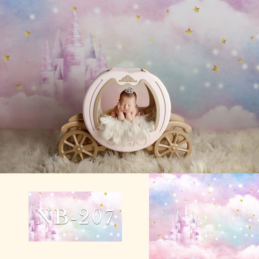 Pink Castle Baby Portrait Photography Backdrop Fairy Tale Newborn ...