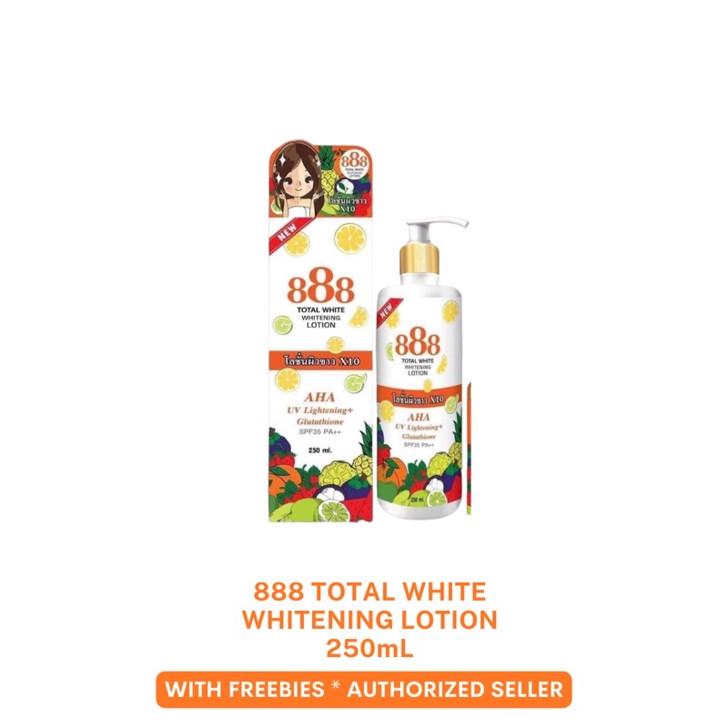 888 Total White Whitening Lotion x10 With SPF 35 250ml With freebies ...