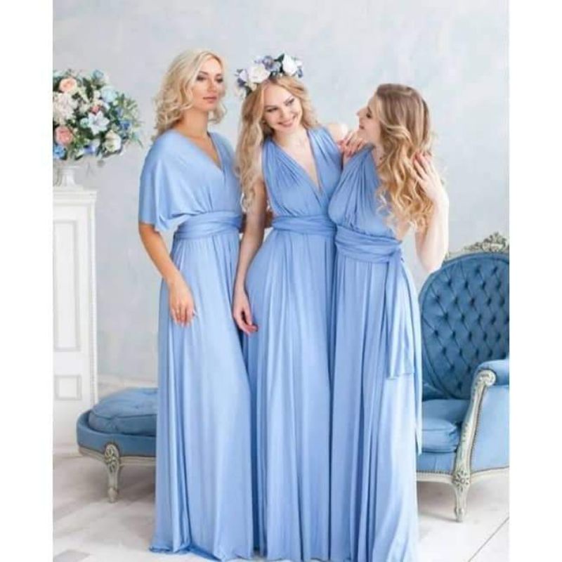 sky blue infinity dress with tube | Shopee Philippines