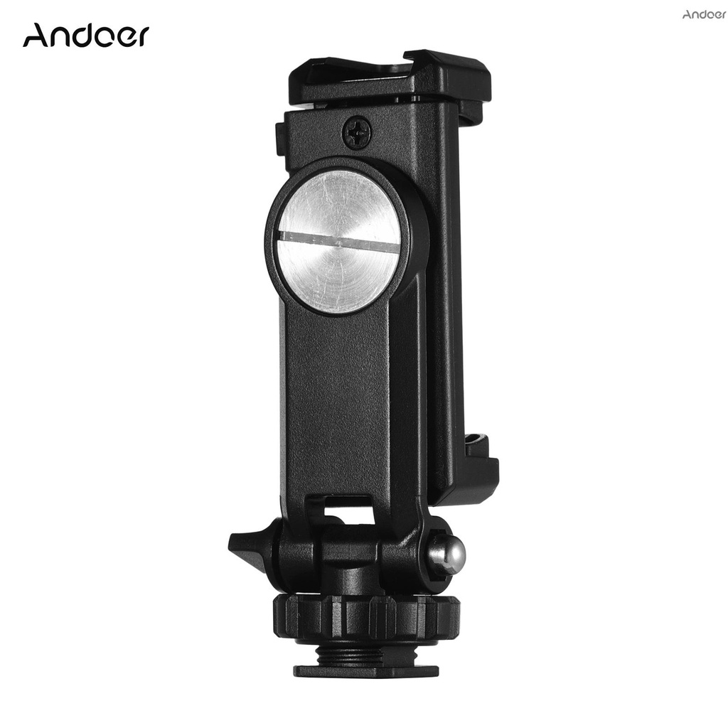 Andoer Rotatable Phone Holder Clamp Clip Mount Adapter With 1/4 Cold Shoe 360 Degree For ...