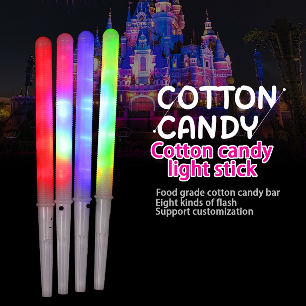 Hilimer 4PCS Cotton Candy Cones Colorful Glowing Marshmallow Sticks for ...