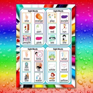 Educational chart reading sight words laminated chart for kids A4 size ...