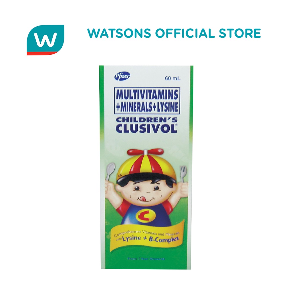 CLUSIVOL Syrup 60ml (Multivitamins + Minerals + Lysine) | Shopee ...