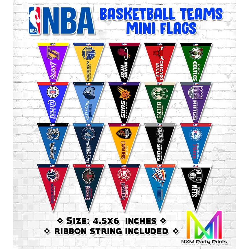 NBA Basketball Mini Pennant Party Flag Banner for Birthday Party Decor ...