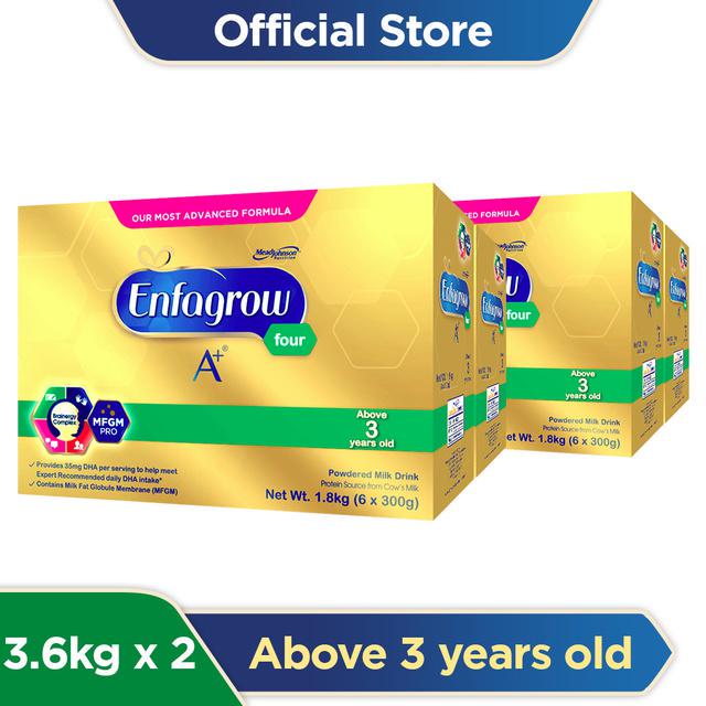Enfagrow A+ Four Powdered Milk Drink for 3+ years old 7.2kg [3.6kg x 2s ...