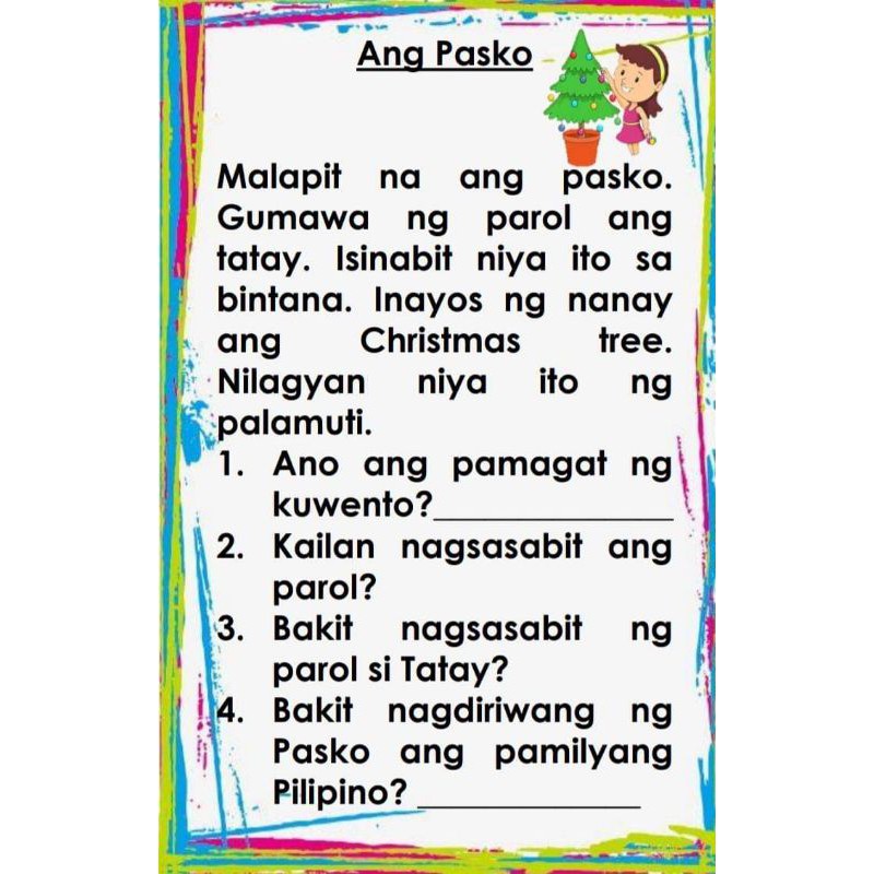 Reading Worksheets For Kindergarten Tagalog WorkSheets For Kids