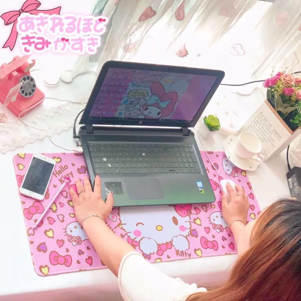 cute fashion hello kitty keyboard mat Computer Desk table mat Non-slip ...