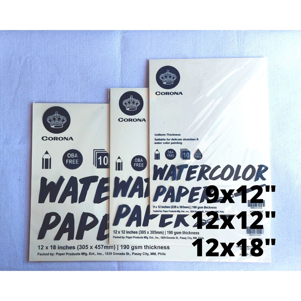 Watercolor Paper 10pcs 190gsm 9x12"/12x12"/12x18" | Shopee Philippines