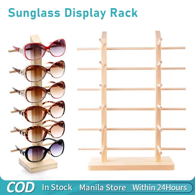 Sunglasses Display Rack 3/6 Layers Wooden Glasses Display Stand Holder ...