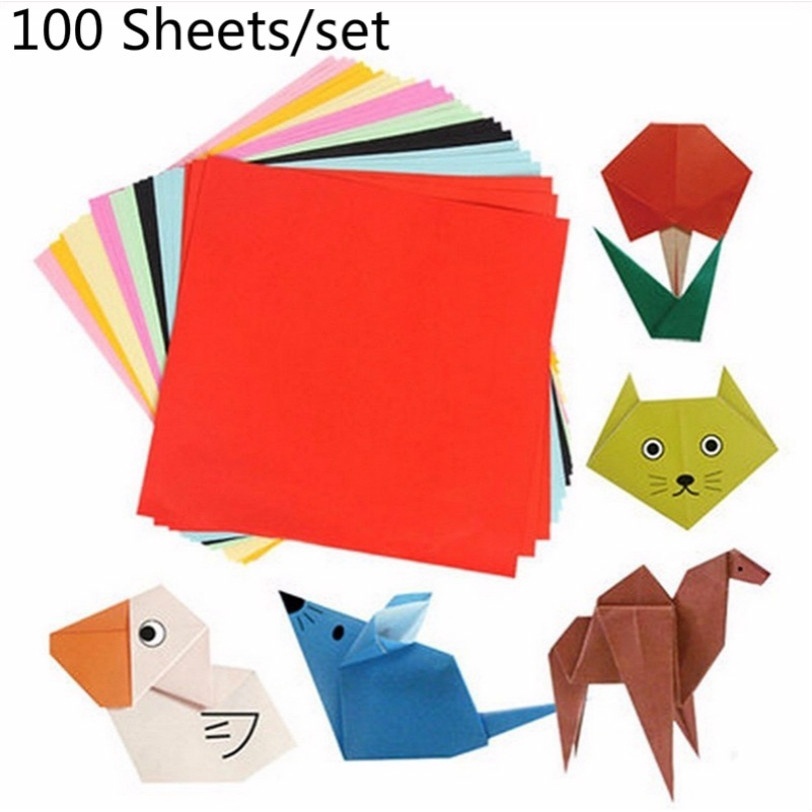 100pcs 10cm Sheets Origami Paper Double Sided Coloured Square Assorted ...