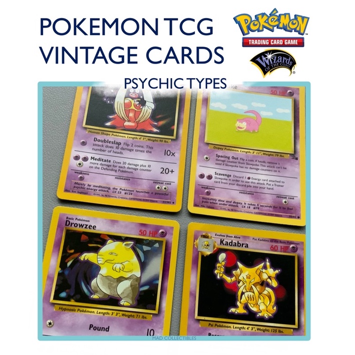 Vintage Pokemon TCG - Psychic Type Cards - Jynx Drowzee Slowpoke ...