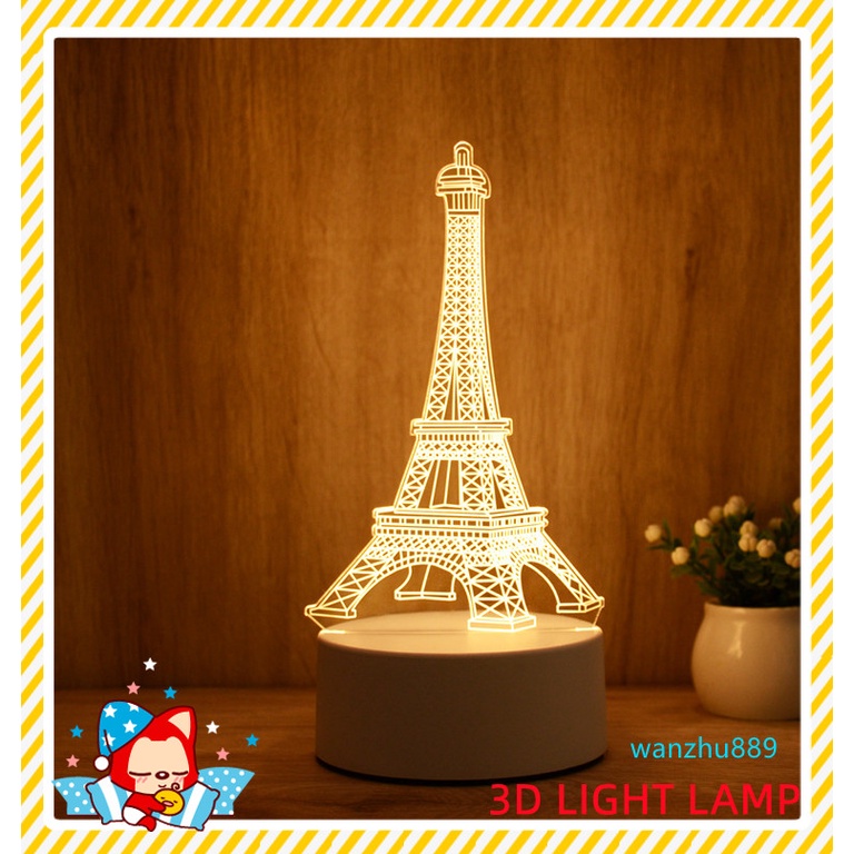 3D LED Lamp Creative Wood Grain Night Lights Novelty Illusion Night ...
