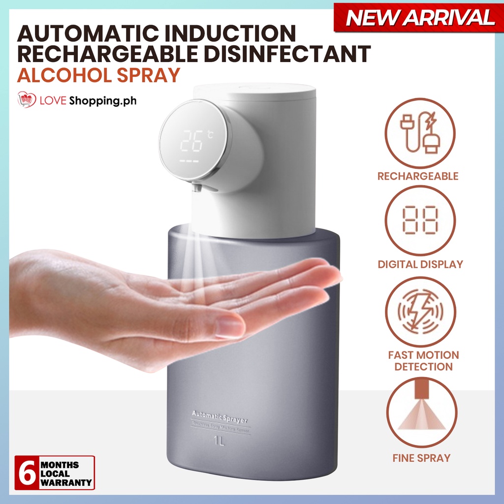1L Automatic Induction Alcohol Dispenser Rechargeable Touch-less ...