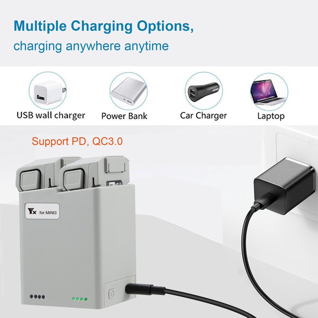 QC3.0 Battery Charger Two Way USB Charging Hub For DJI Mini 3 Pro Drone ...