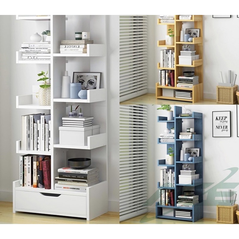 Tree Bookcase, 10 layer Open Bookshelf, Freestanding Display Shelf Wood ...