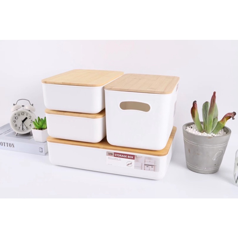 Japanese-Style White Storage with Cover Desktop Storage Box Cosmetic ...