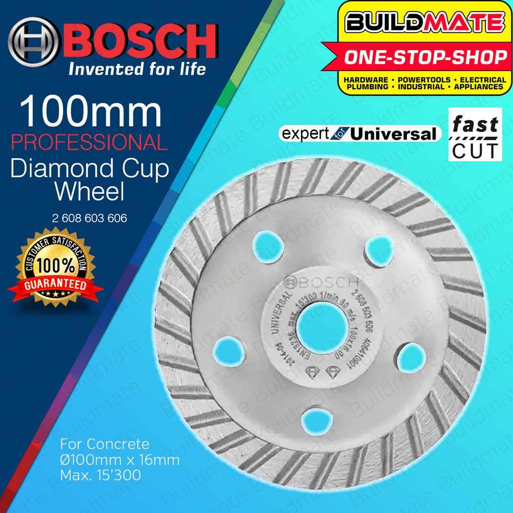 BOSCH Expert For Universal Fast Cut Diamond Cup Wheel 4" Inch 100mm For Concrete 2608603606 ...