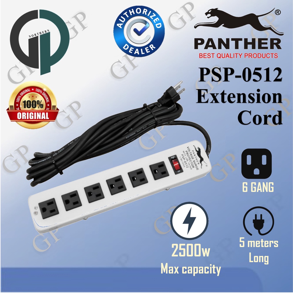 PANTHER 5meters EXTENSION CORD Voltage Surge Protector PSP-0512 ...