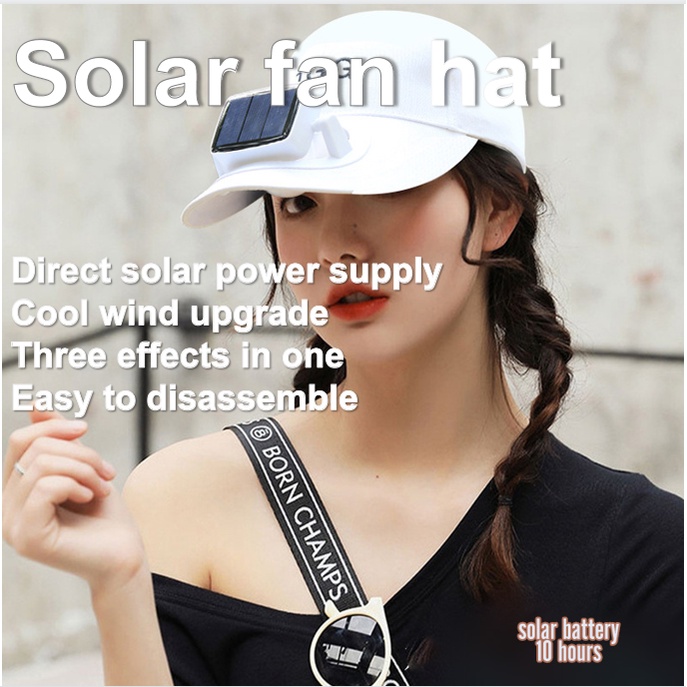DH 2022 solar powered fan cap hat,solar fan cap with USB rechargeable ...