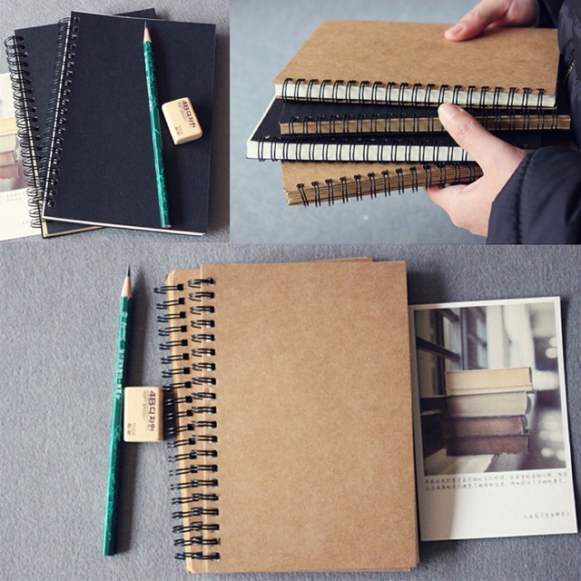 Plain Kraft/Black Spiral Notebook | Shopee Philippines