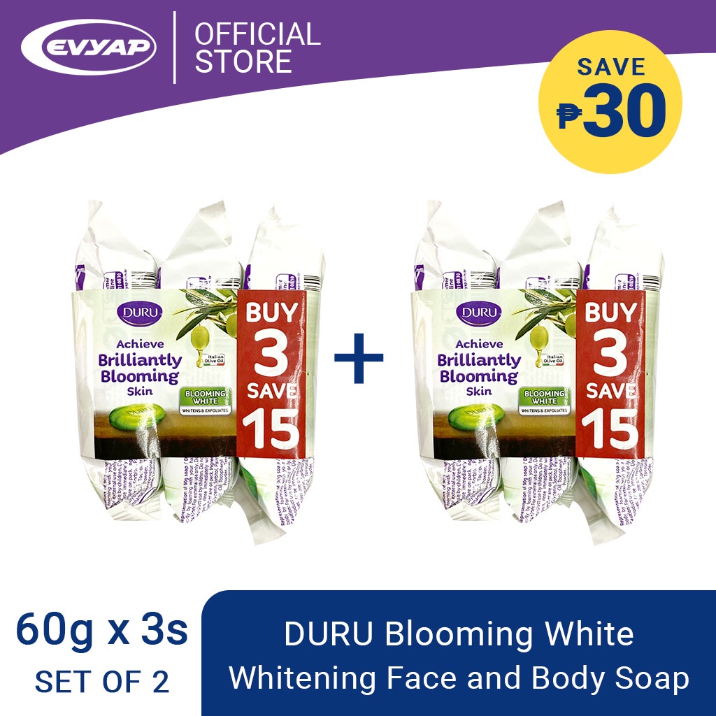 DURU Natural Olive Blooming White Whitening Face & Body Soap 60g 3PID ...