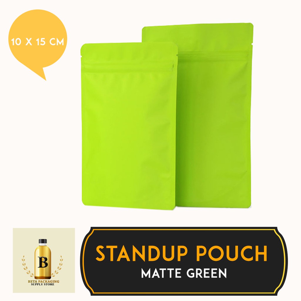 Stand Up Pouch Matte Green 10 x 15 cm | Shopee Philippines