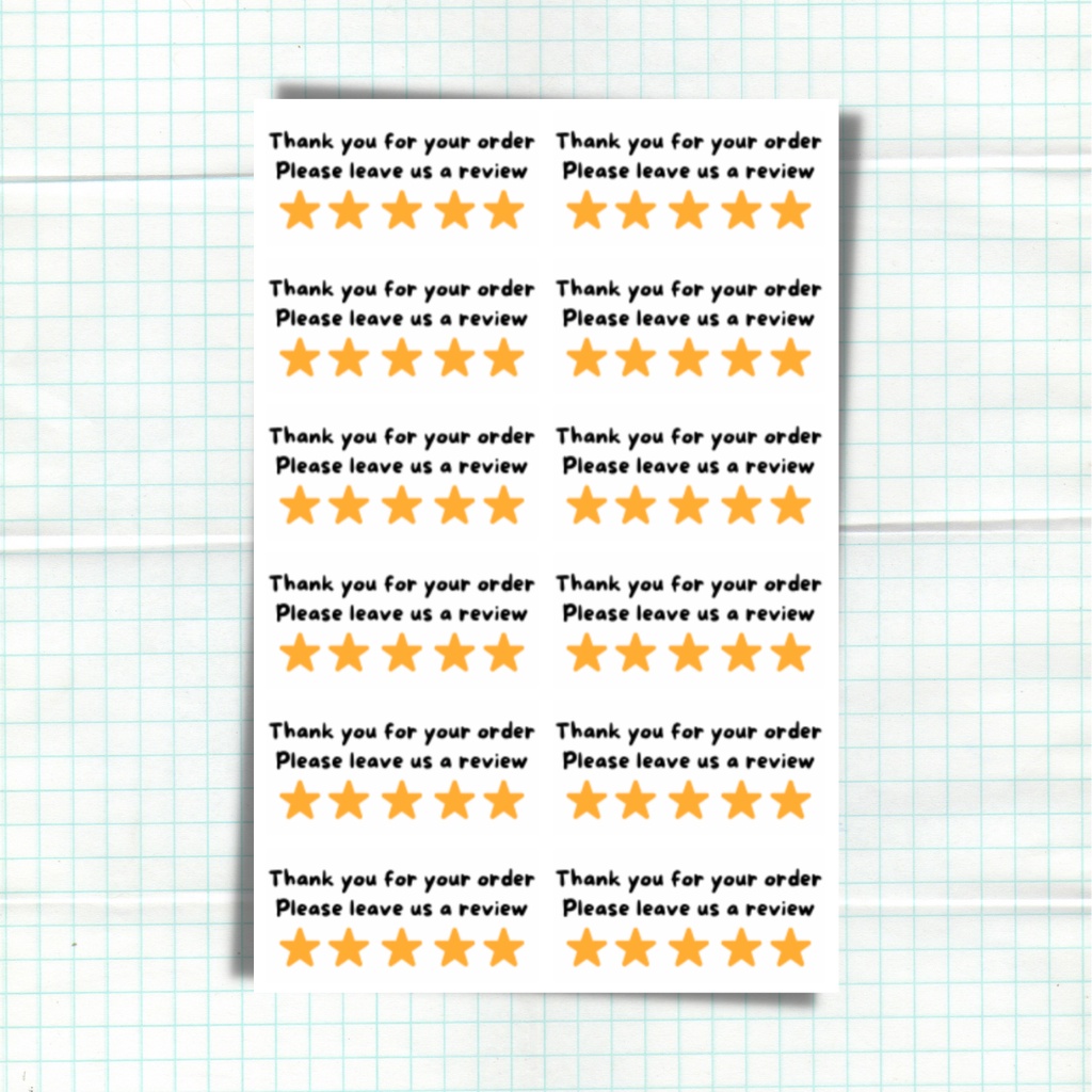 THANK YOU FOR YOUR ORDER PLEASE LEAVE US A REVIEW - Packaging Sticker ...