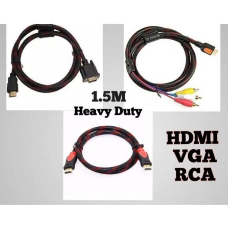 HDMI CHORD 1.5M HEAVY DUTY HDMI TO HDMI / HDMI TO RCA / HDMI TO VGA ...