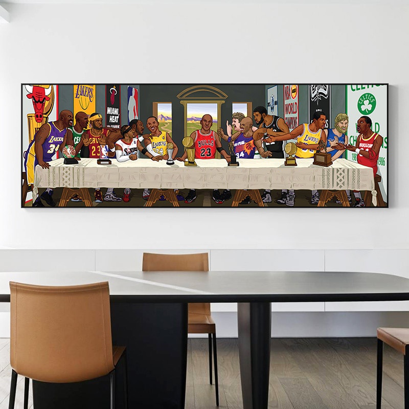 The Last Supper Basketball Canvas Painting NBA Player Wall Art Print ...