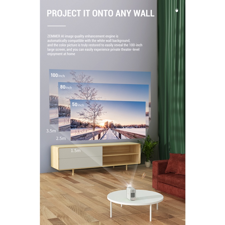 ZEEMR M1 Pro Smart Mini Projector 1080P 4K Decode HD Android 9.0 WIFI ...