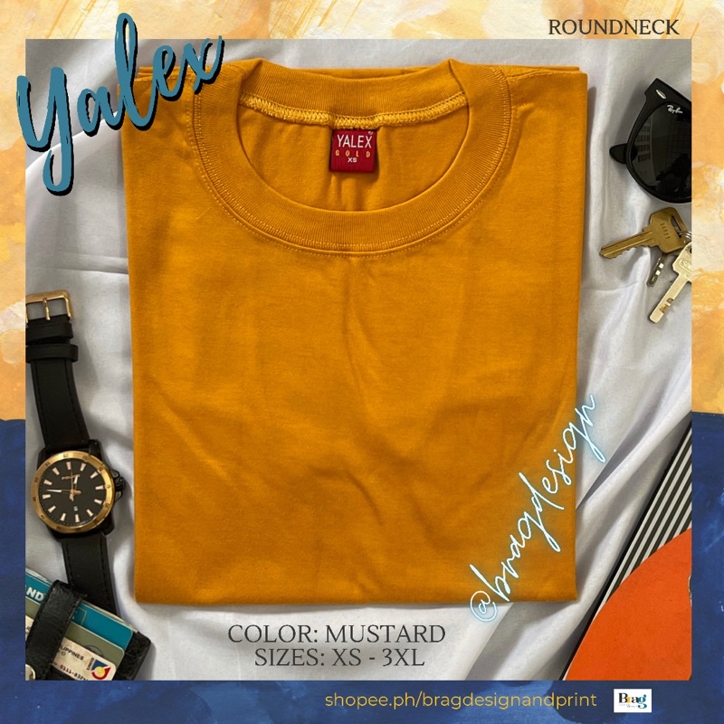 YALEX MUSTARD | ROUNDNECK | Red Label | Plain Shirt | Shopee Philippines