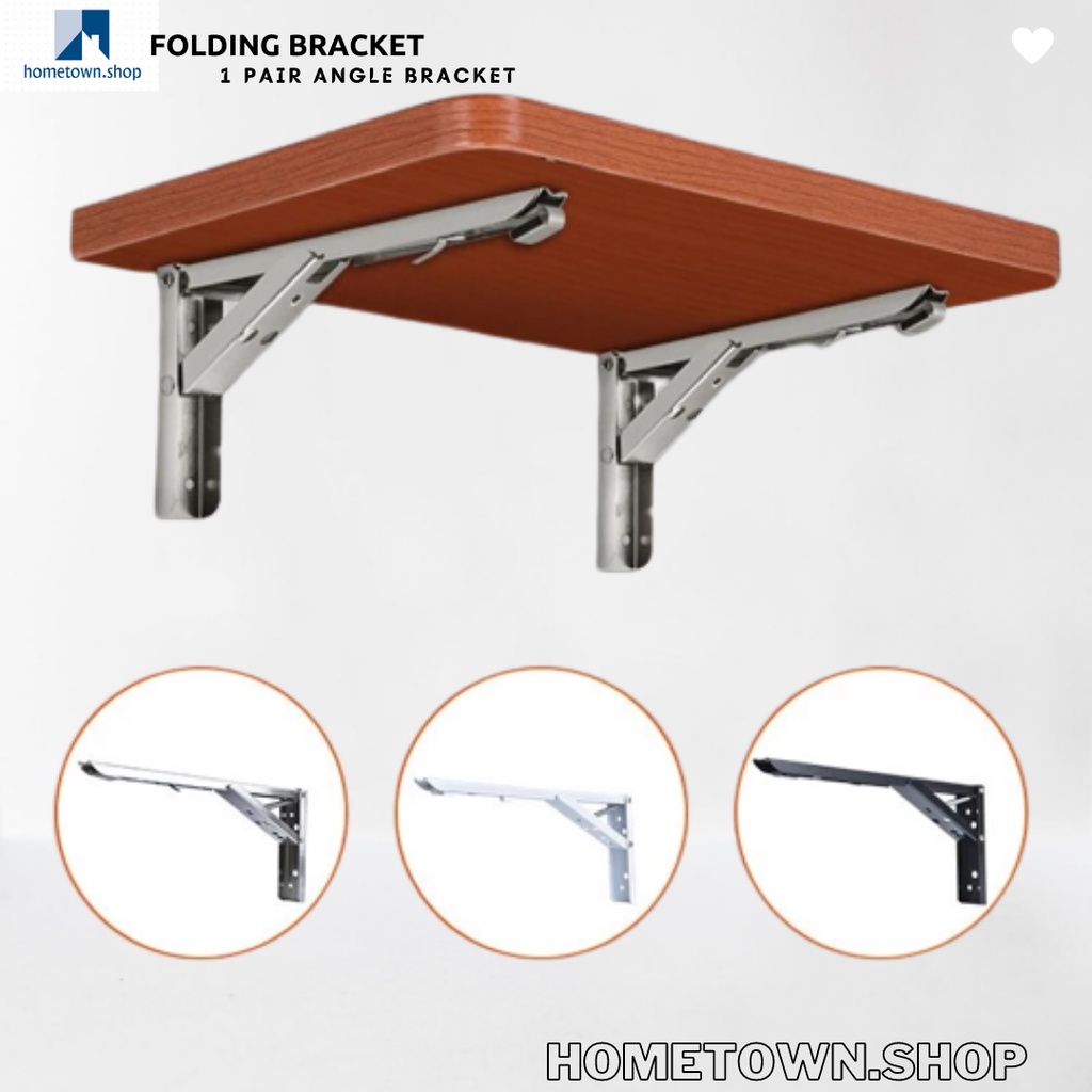 2PCS Folding Angle Bracket Adjustable Wall Mounted Folding Table Shelf ...
