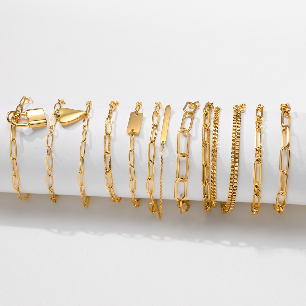 Vnox Korea Fashion Stainless Steel 12mm Link Chain Bracelets Jewelry ...