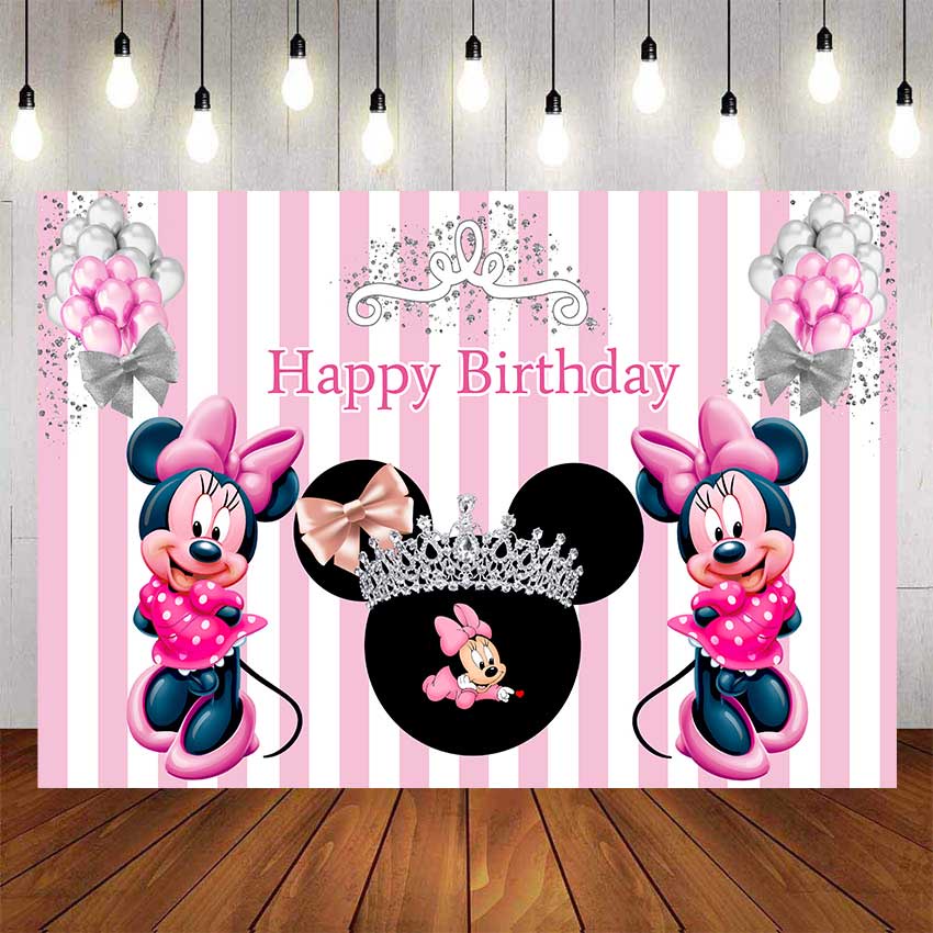 Cute Bbay Minnie Mouse Birthday Backdrop For Photography Baby Shower ...
