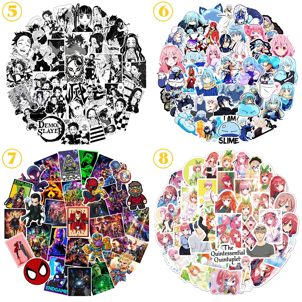 MUYA 50/100 Pcs Anime Stickers Graffiti Stickers for Laptop Waterproof ...
