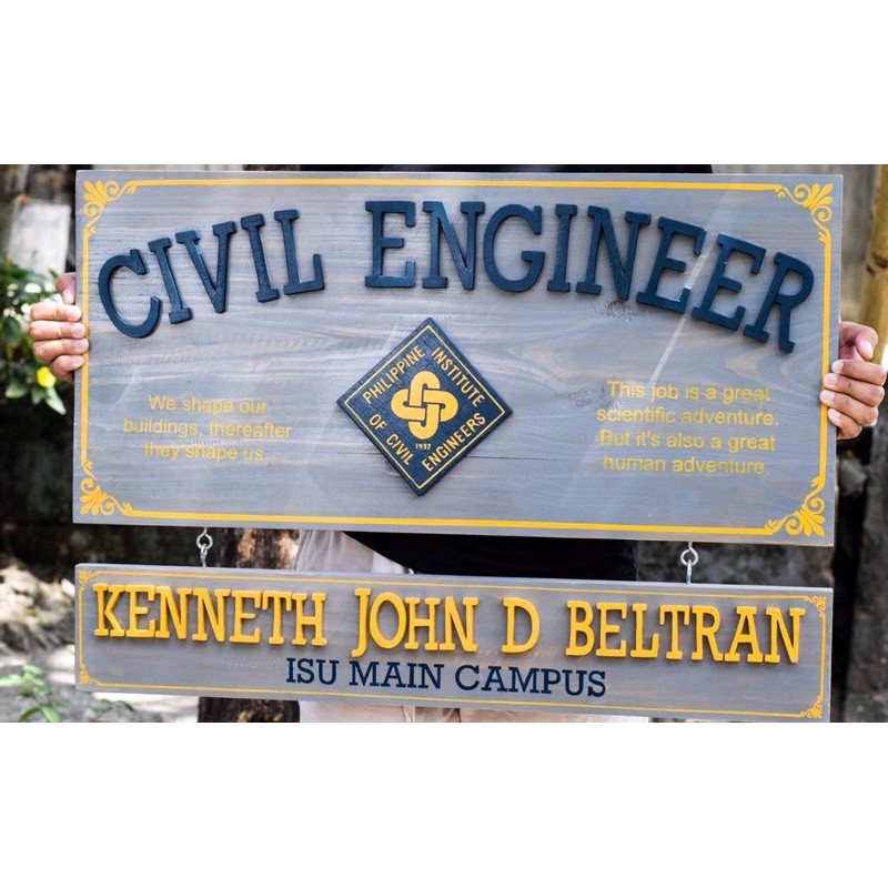 Personalized wooden profession signage sign nameplate civil engineer ...