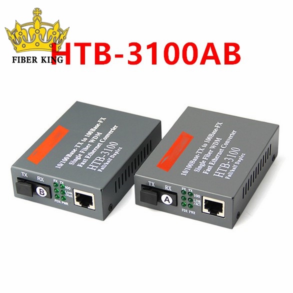 FIBER KING 10/100M Single Fiber Net Link Optic Media Converter HTB ...