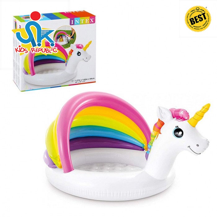 Intex 57113 50 Inch Unicorn Design Outdoor Baby Swimming Pool | Shopee ...