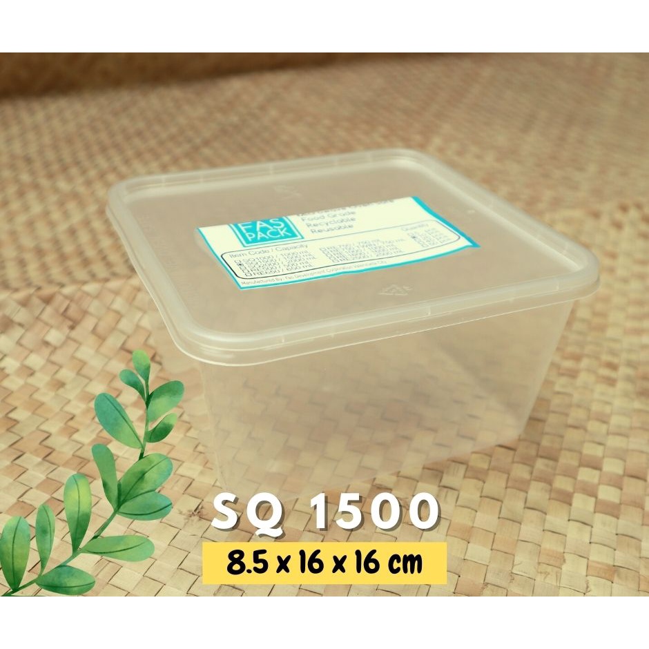 10 pcs - Square plastic microwavable containers (1500ml) | Shopee ...