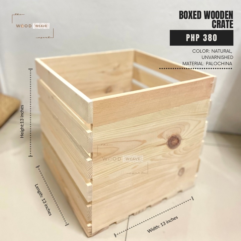 Box Wooden Crates 13x13x13 inches made from Palochina Natural Polished ...