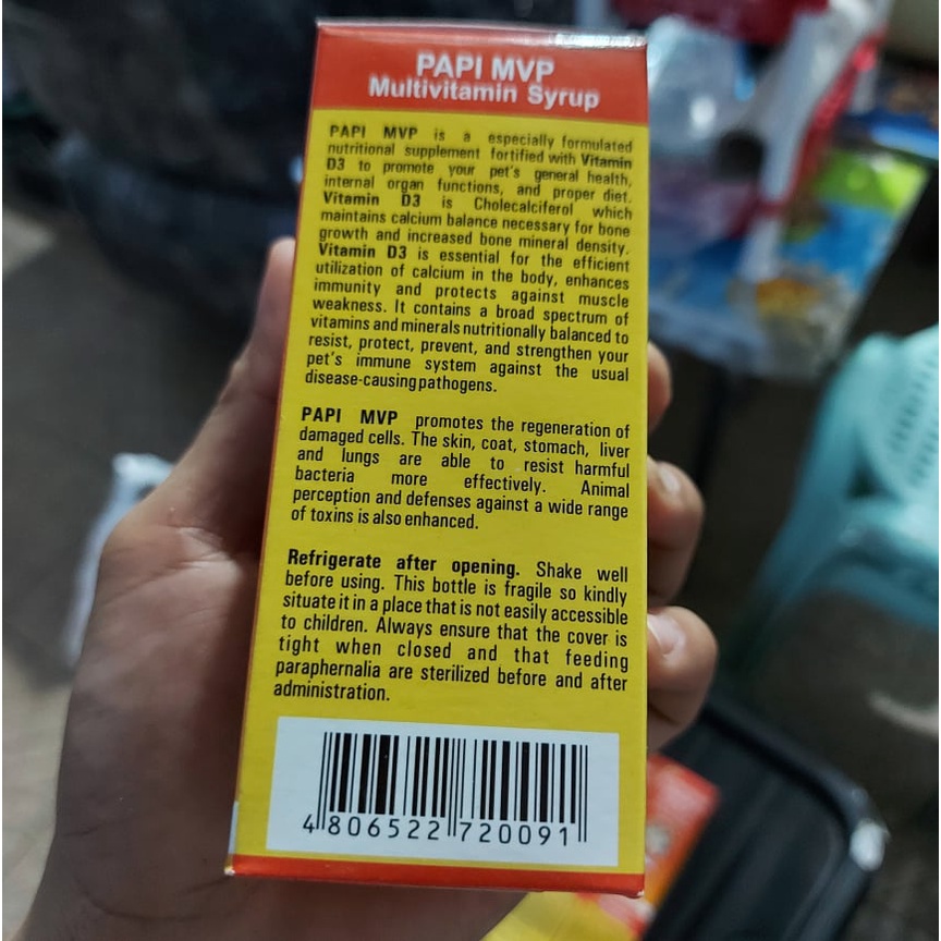 PAPI MVP MULTIVITAMINS SYRUP VANILLA FLAVOR FOR PETS 120ML | Shopee ...