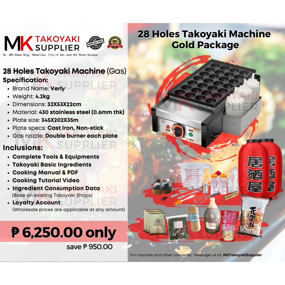 Takoyaki Business Set - Verly 28 holes Machine (Complete with Tools and ...