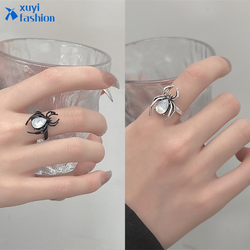Fashion Spider Ring Black Sliver Rings for Women Accessories Jewelry ...