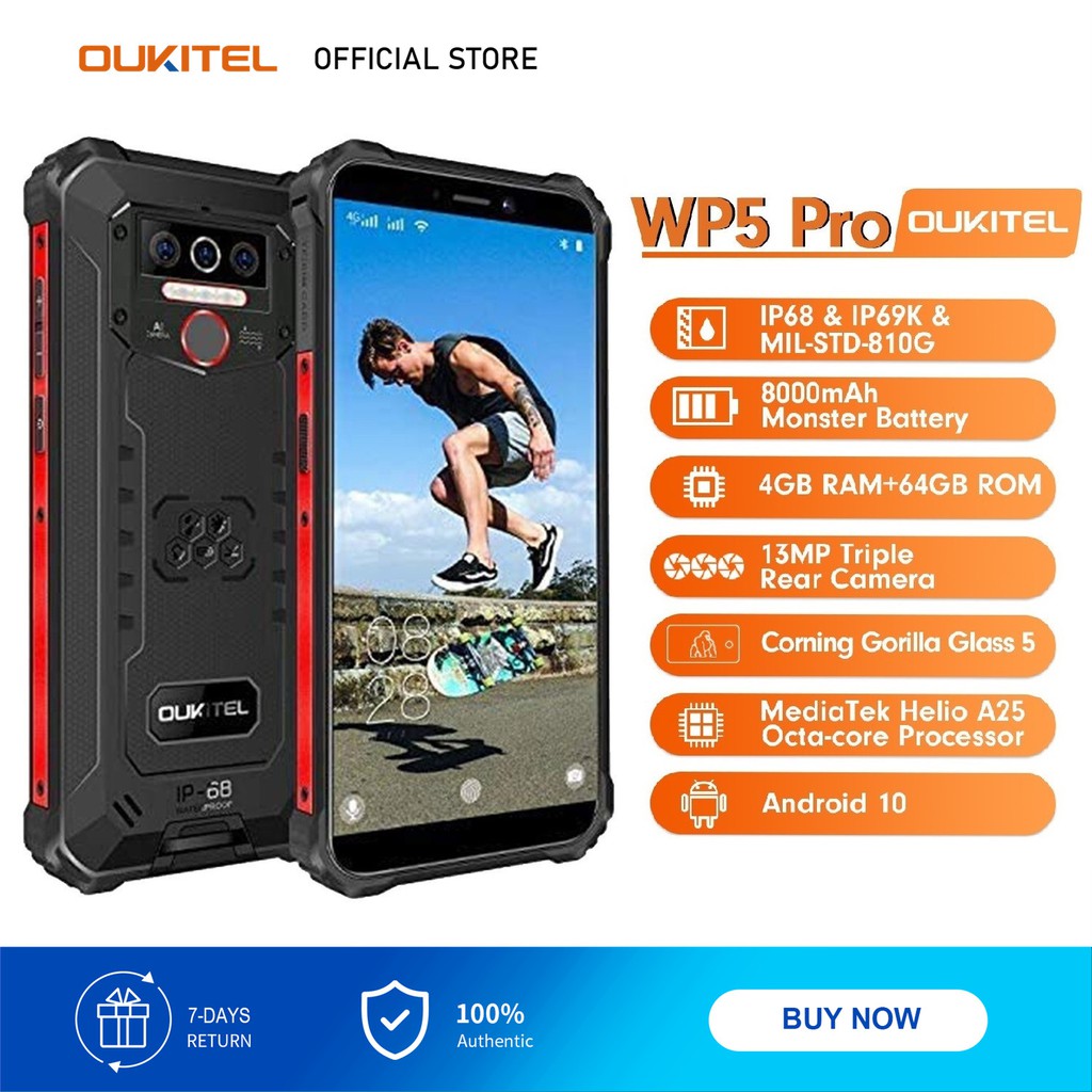 OUKITEL WP5 Pro 8000mAh IP68 Waterproof Rugged Cellphone OTG 5.5" 4GB ...
