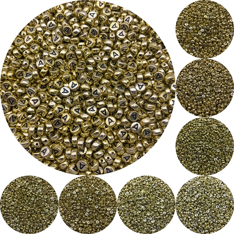 100Pcs/lot 4x7mm Acrylic A-Z Gold Letter Beads DIY Letter Bracelet ...