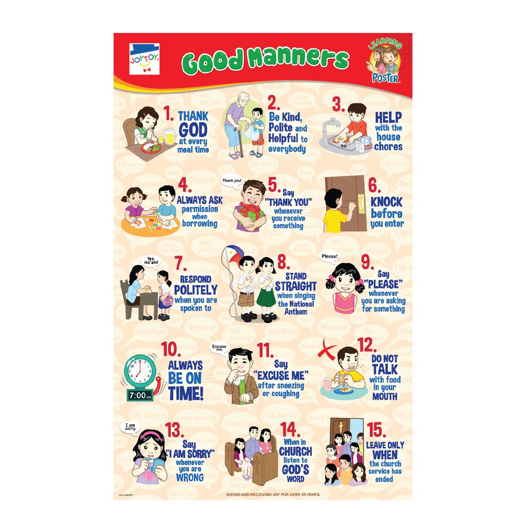 JOYTOY Good Manners Educational Poster | Shopee Philippines