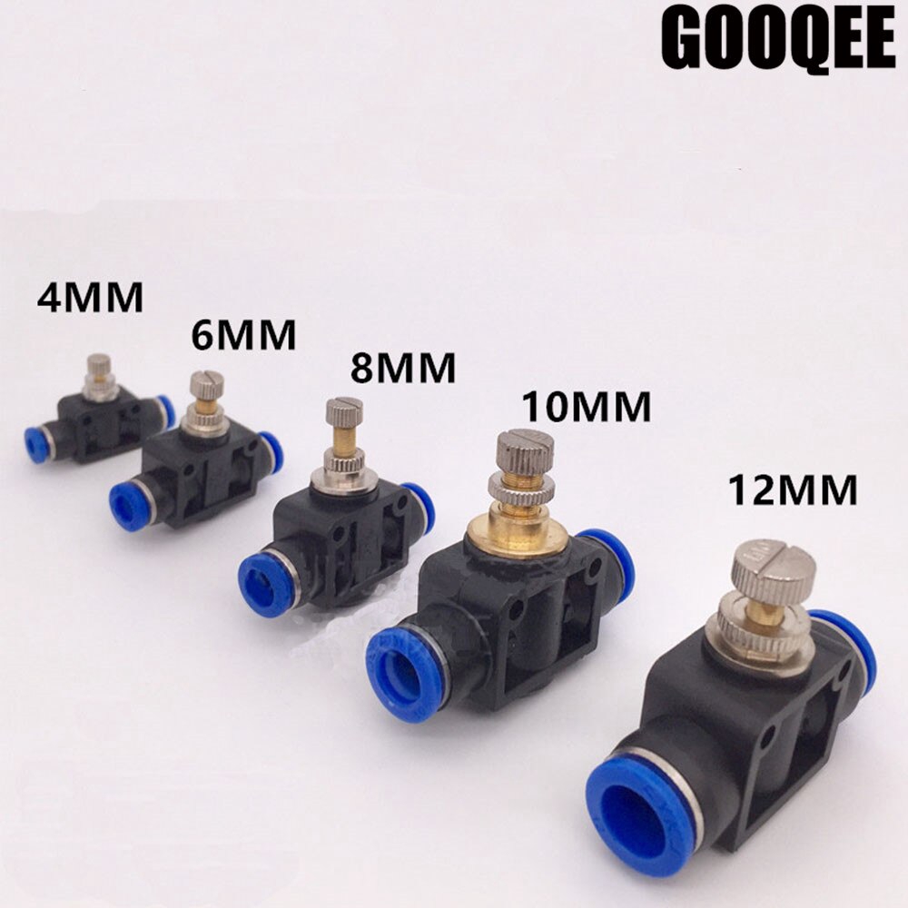 1PC SA Pneumatic Airflow Regulator 4/6/8/10/12mm OD Hose Tube Gas Flow Adjust Valve Connector ...