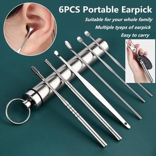 6pcs/Set Multifunction Portable Ear Pick,Stainless Steel Spiral Ear ...