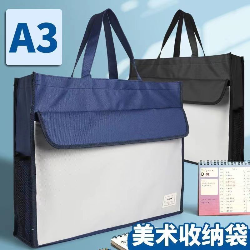Large Capacity A3 File Bag Extra Zipper Canvas Waterproof Student Art ...