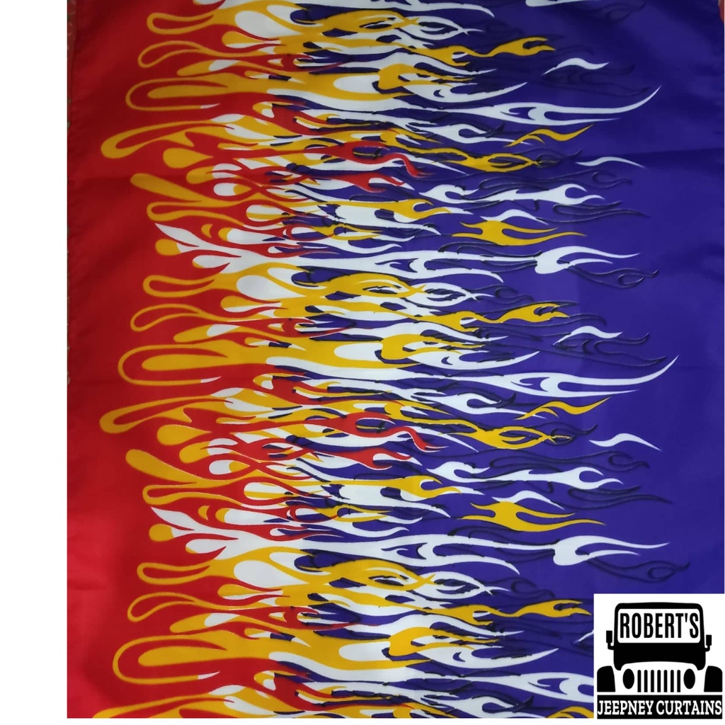 (Flames Blue) Tricycle Owner Jeepney Curtain Trapal Sun and Rain Cover ...